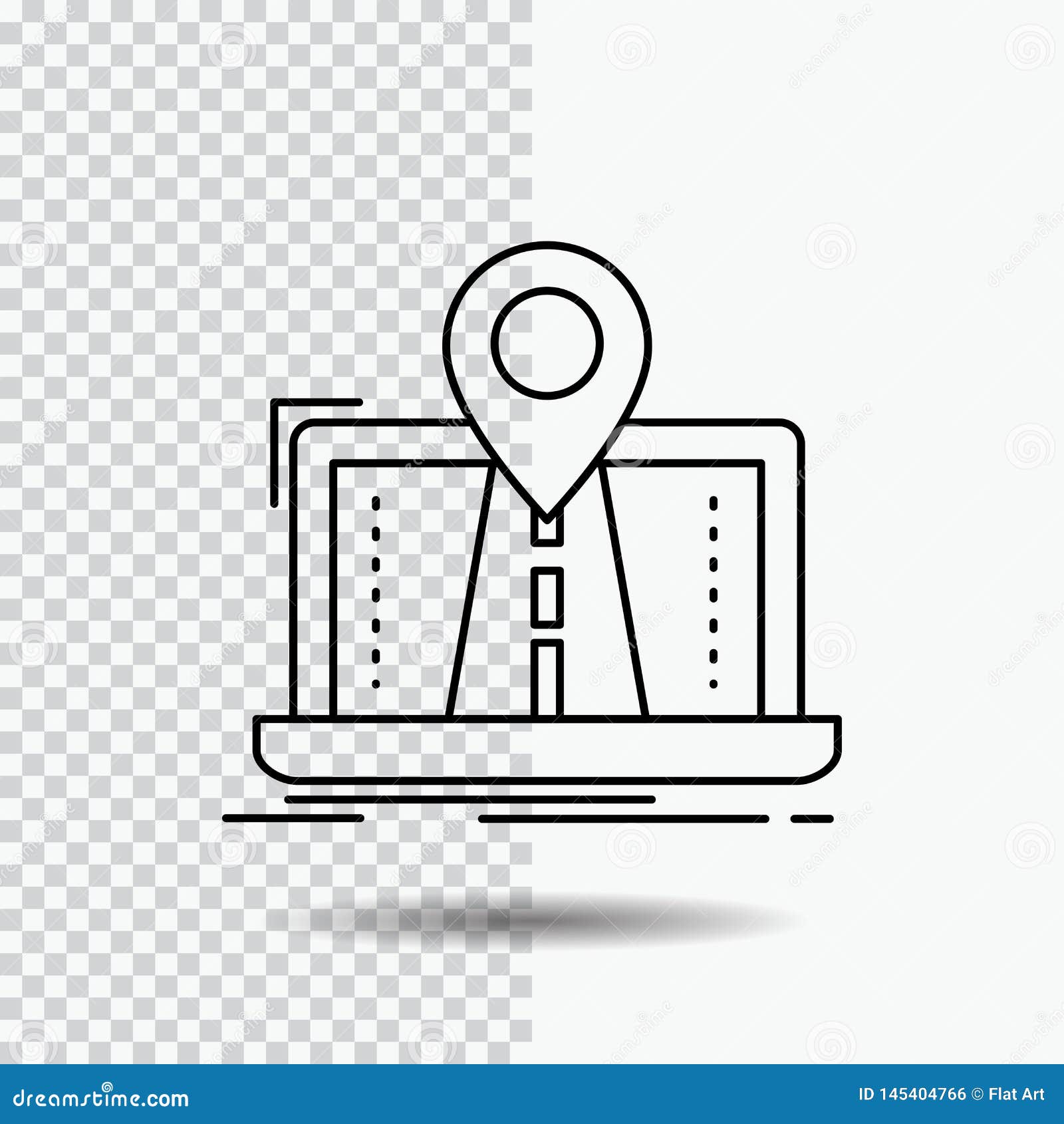 Navigation, Map, System, GPS, Route Line Icon on Transparent Background ...