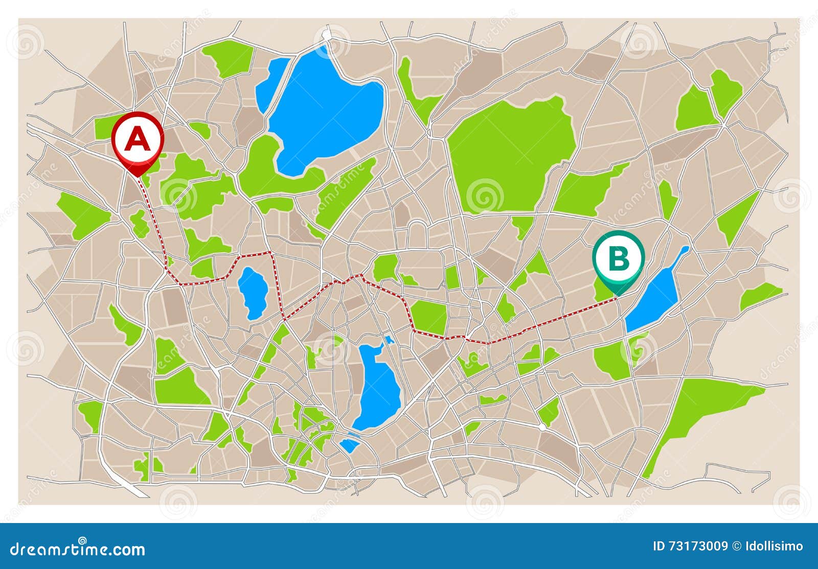 Navigation Map with Tracking Path Stock Illustration - Illustration of ...