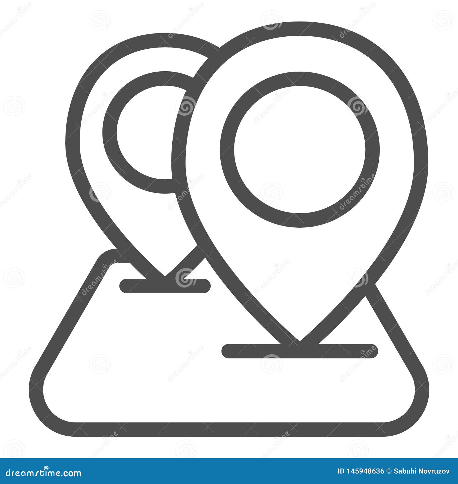 Navigation Map and Two Pointer Line Icon. Cartography Vector ...