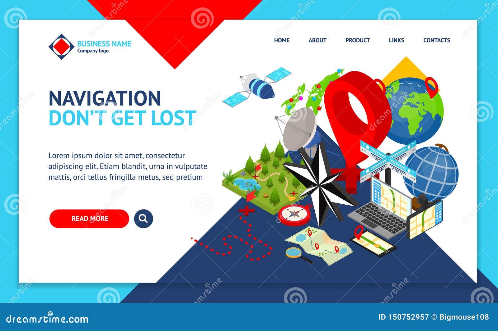Navigation Methods Tools Signs 3d Landing Web Page Template Isometric ...