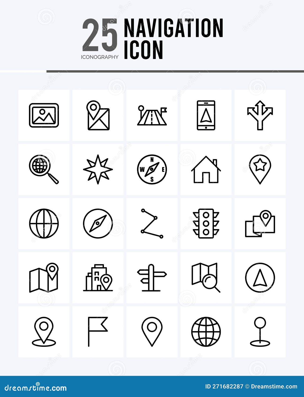 25 Navigation Outline Icons Pack Vector Illustration Stock Vector ...
