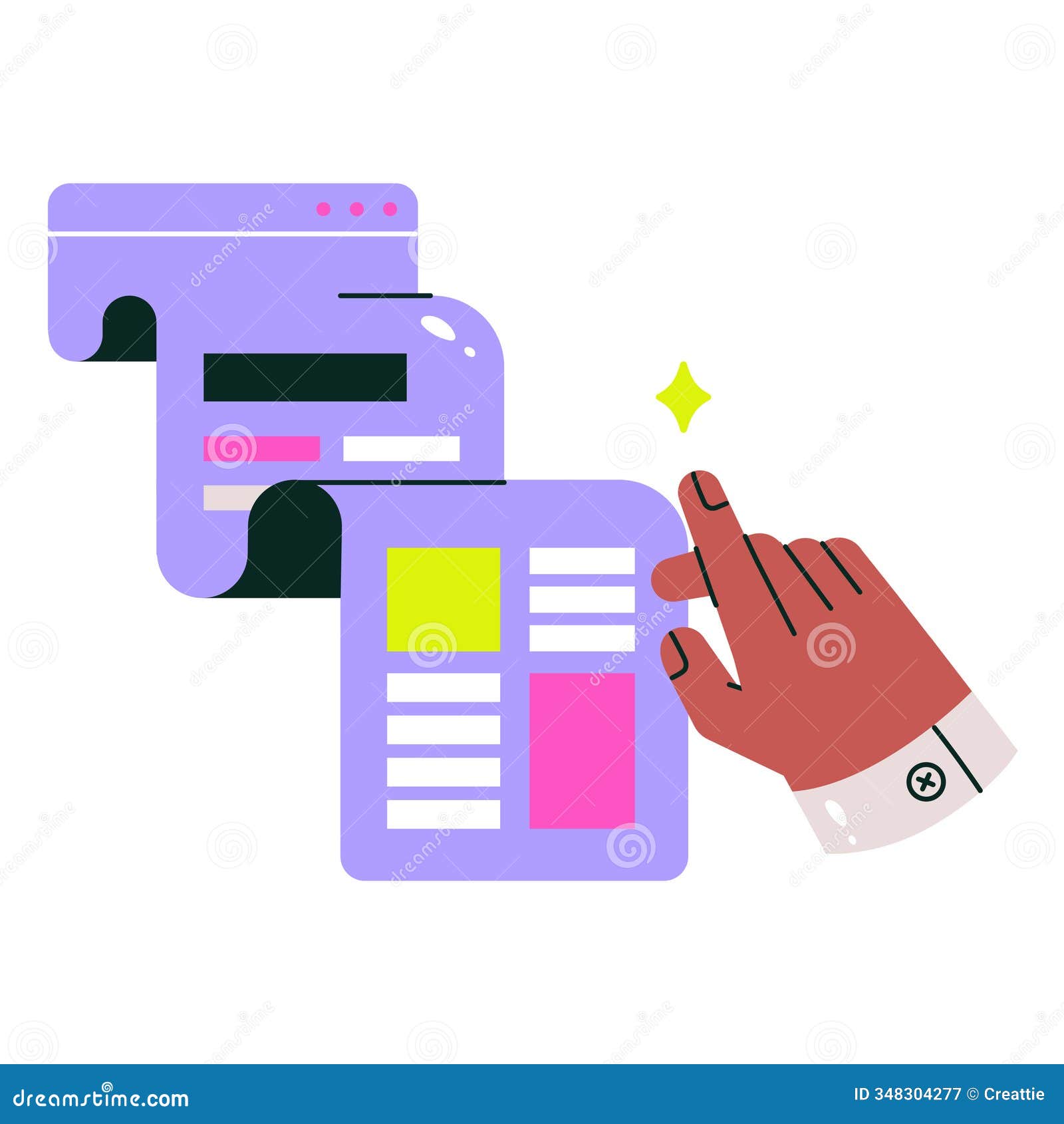 Navigation Panel with Hand Gesture in Flat Vector Illustration ...