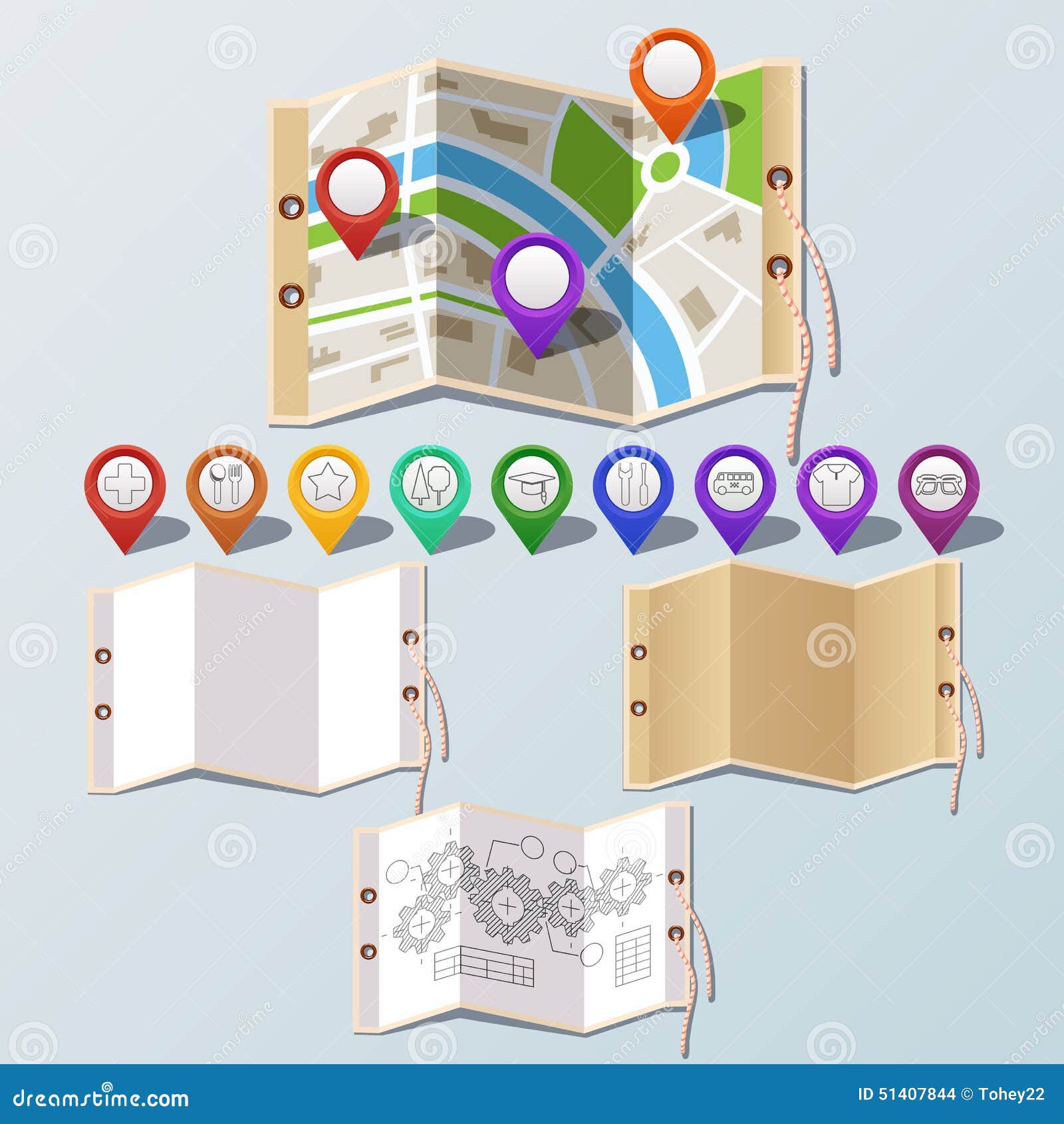 Navigation and paper set stock vector. Illustration of distance - 51407844