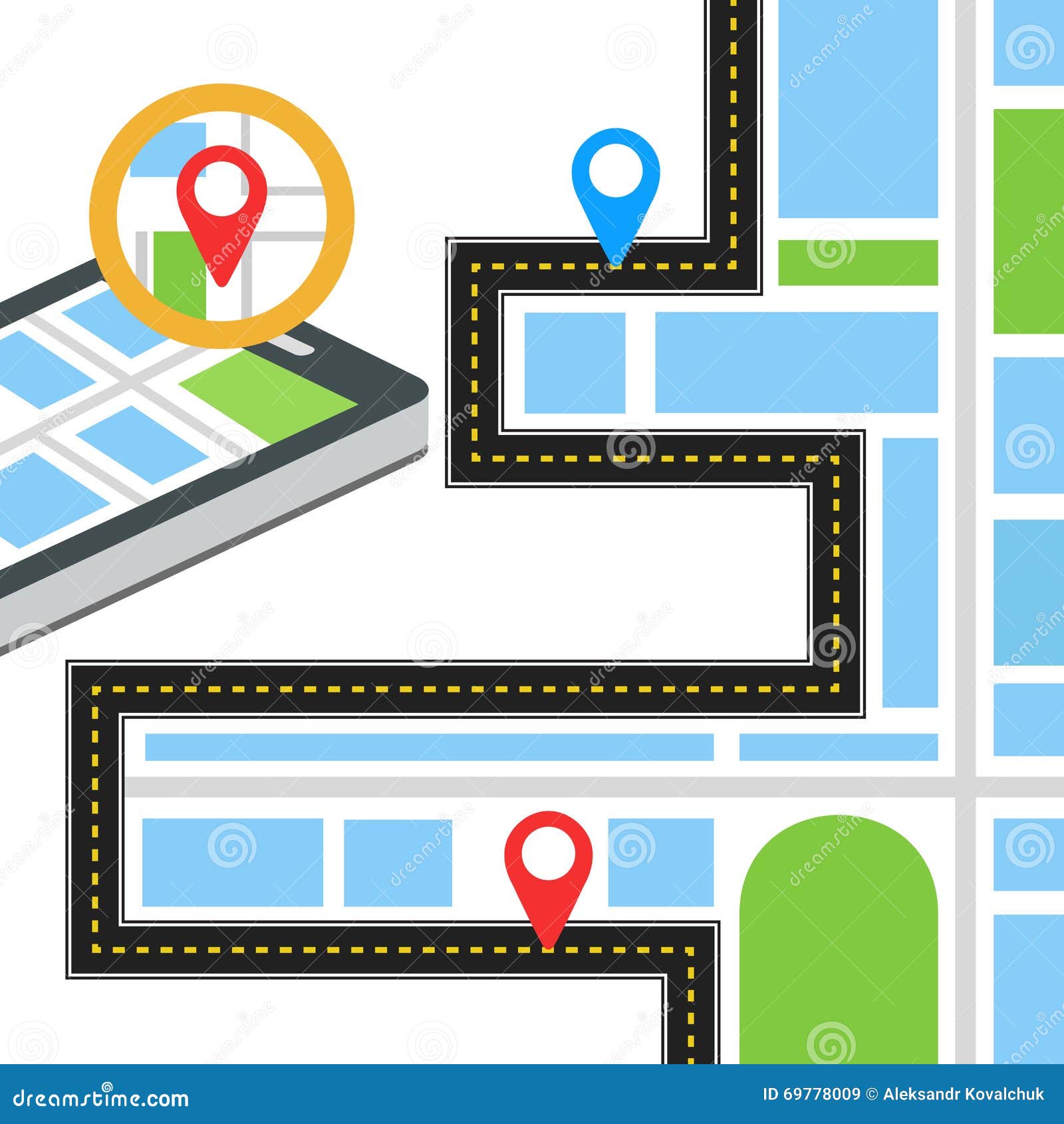 Navigation Path Map Cartoon Vector | CartoonDealer.com #69778009