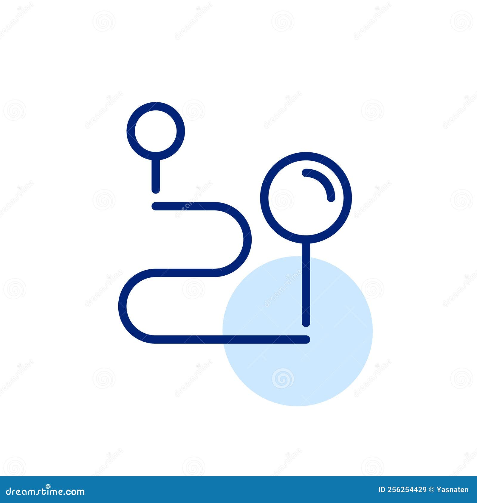 Path Outline On Map With Location Stops On Map, Plan Of Road Way To ...