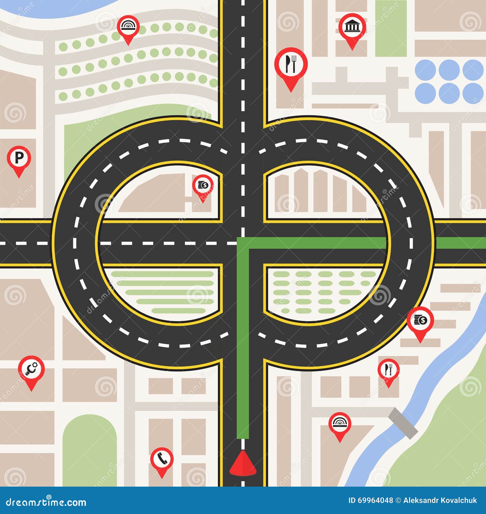 Navigation path stock vector. Illustration of perspective - 69964048