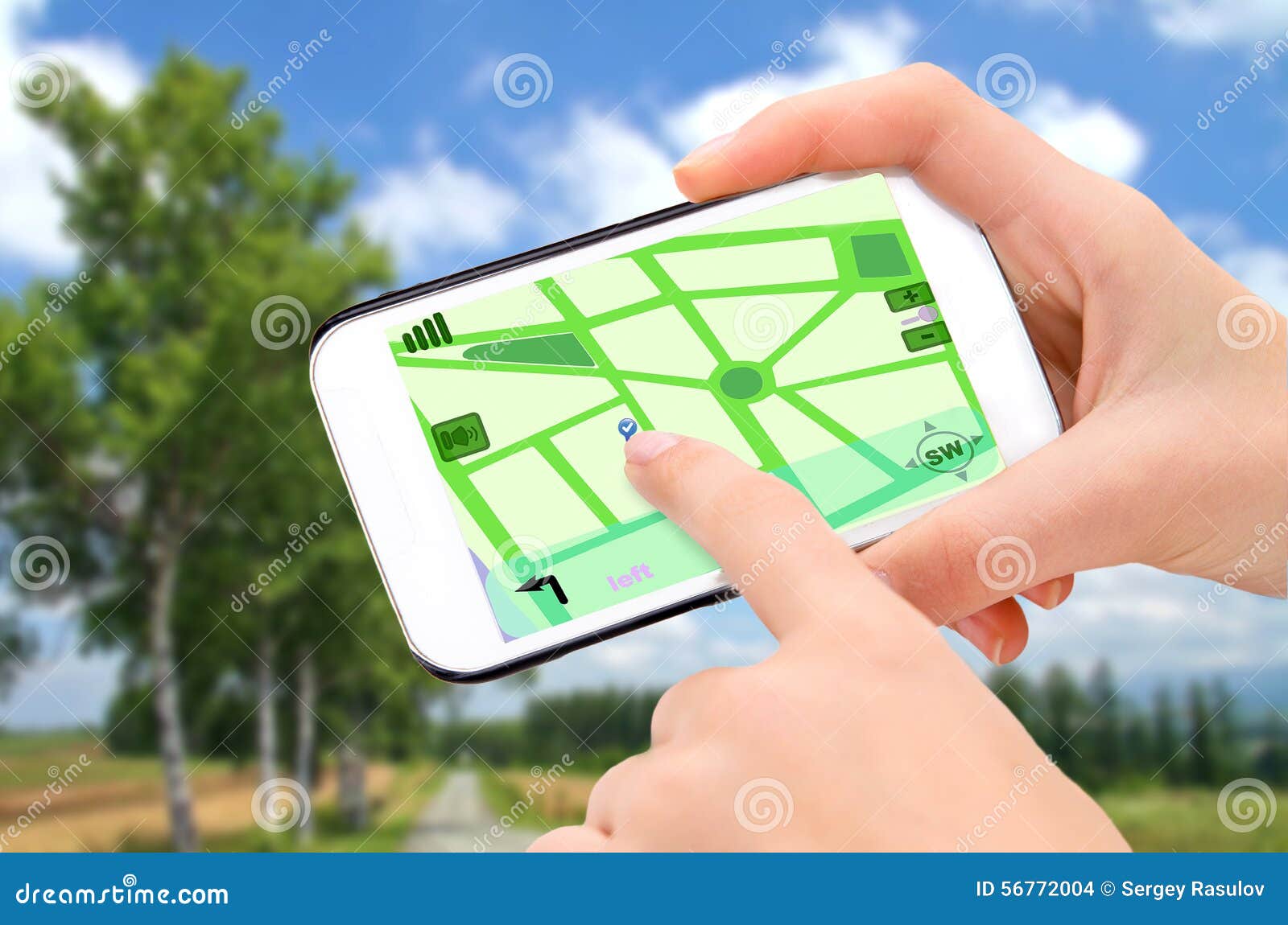 Navigation in phone. stock photo. Image of mobile, destination - 56772004