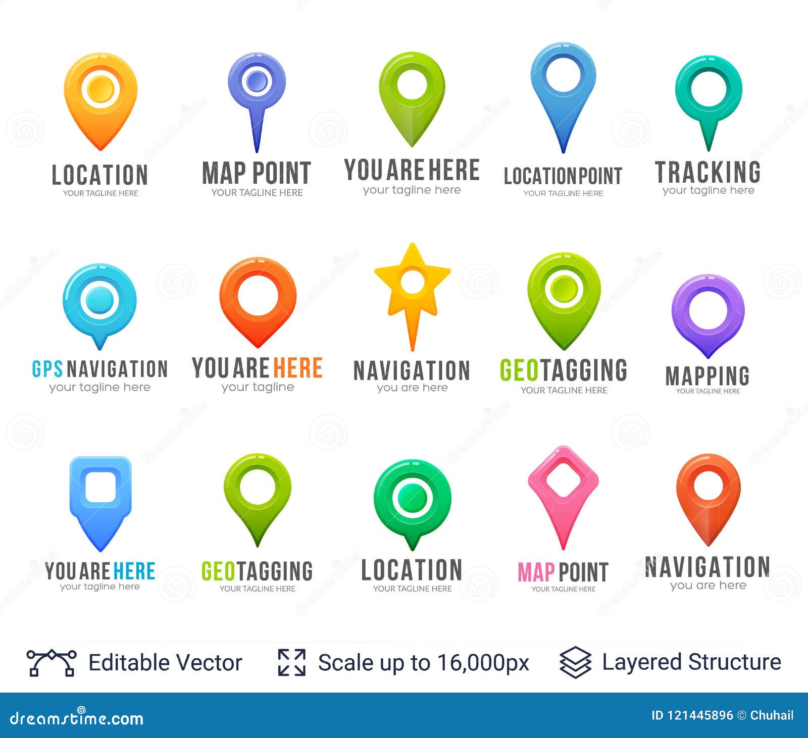 Set of Map Location Pointers. Stock Vector - Illustration of label ...