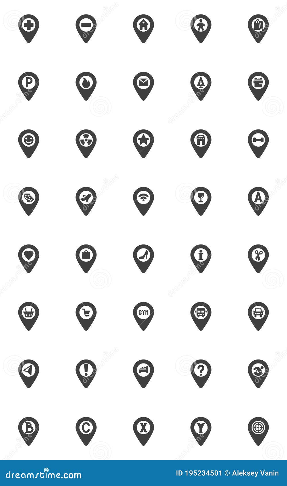 Navigation Pin Vector Icons Set Stock Vector - Illustration of ...