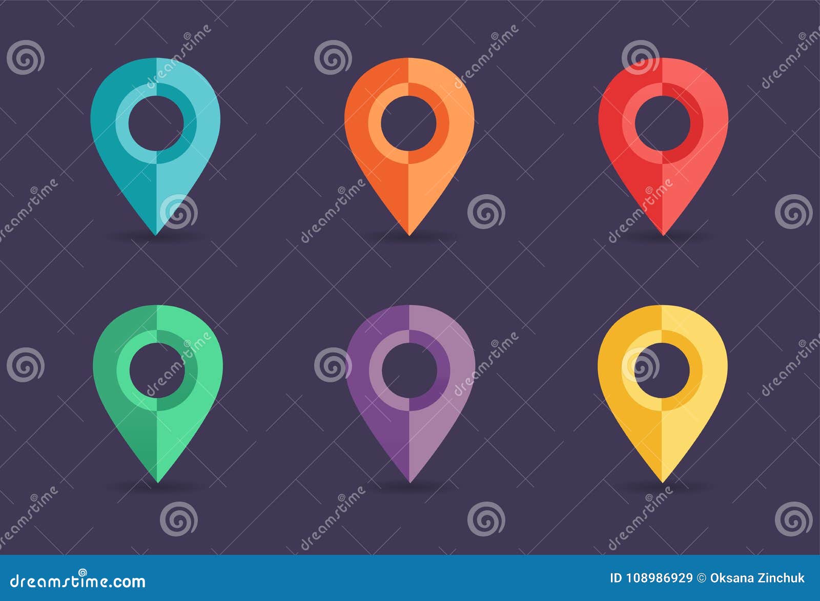 Navigation pins collection stock vector. Illustration of flag - 108986929