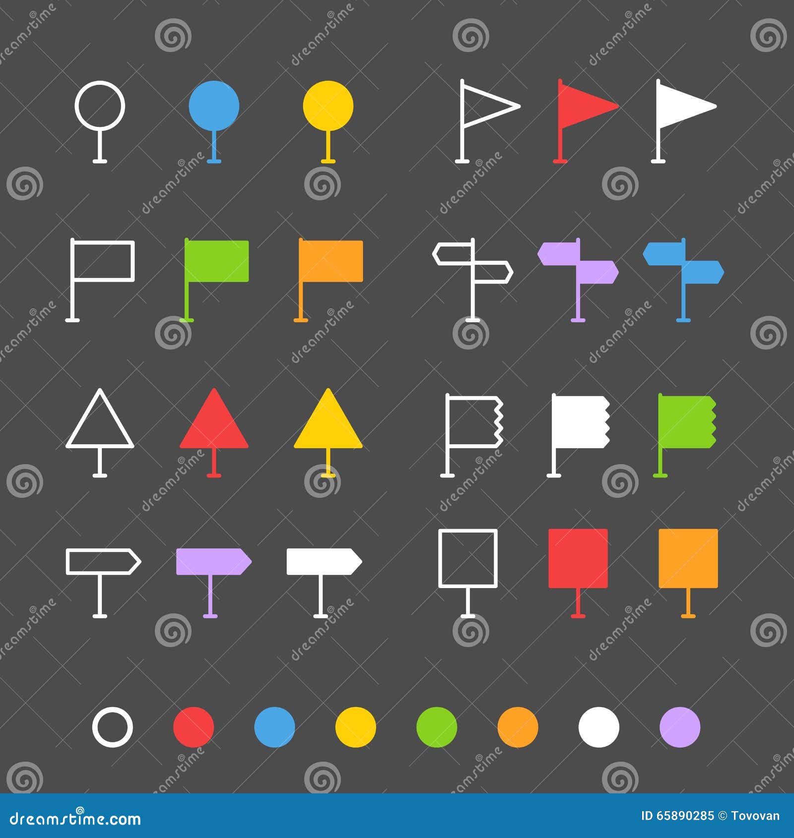 Navigation Pins Flat Design Collection Stock Vector - Illustration of ...
