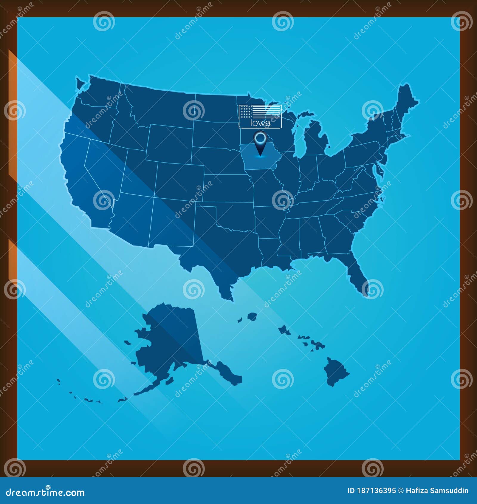Navigation Pointer Indicating Lowa State on US Map. Vector Illustration ...