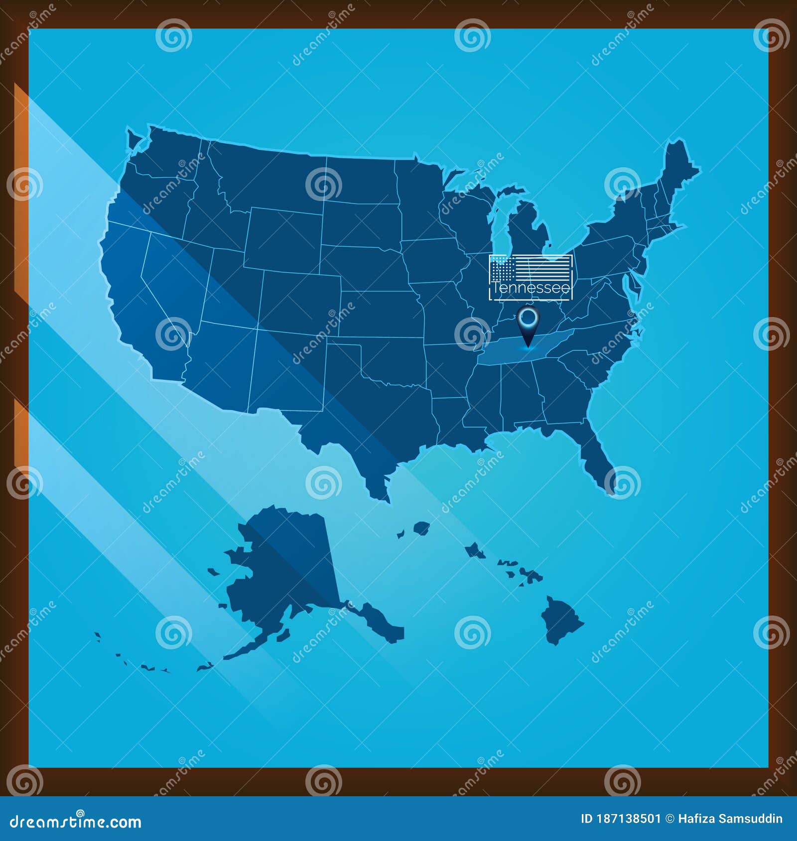 Navigation Pointer Indicating Tennessee State on US Map. Vector ...