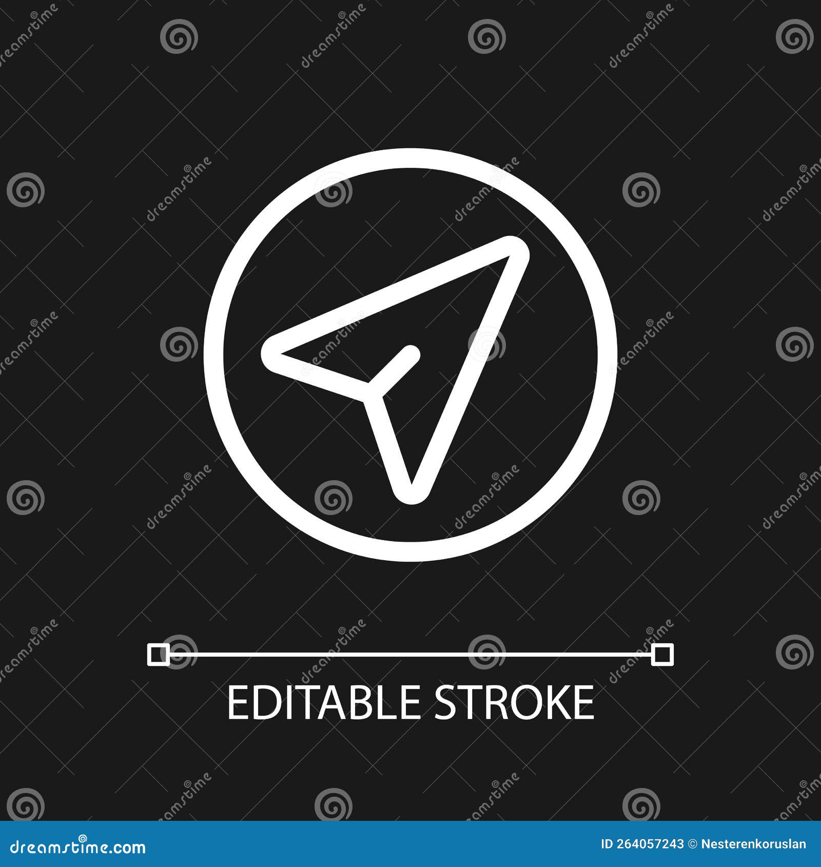 Navigation Pointer Pixel Perfect White Linear Ui Icon For Dark Theme Stock Vector Illustration