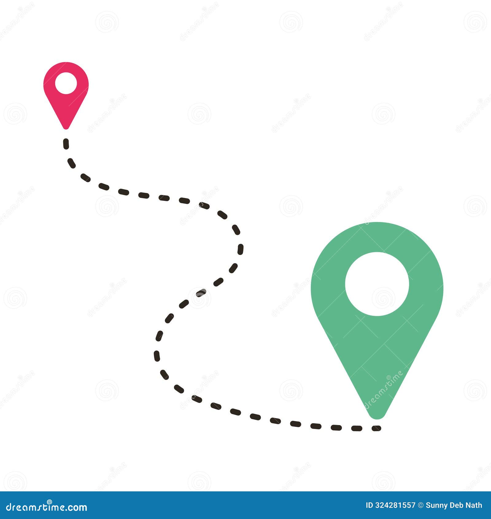 Navigation Aid. Red Pointers On Map App Screen Highlight Designated ...