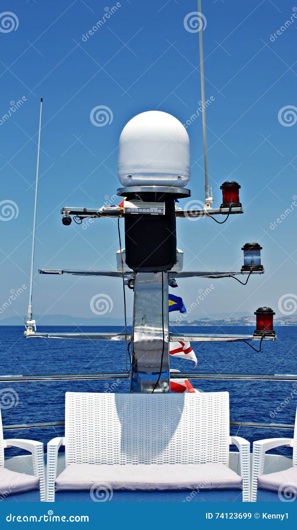 Navigation Radar and Lights on the Bow of a Ferry Stock Image - Image ...