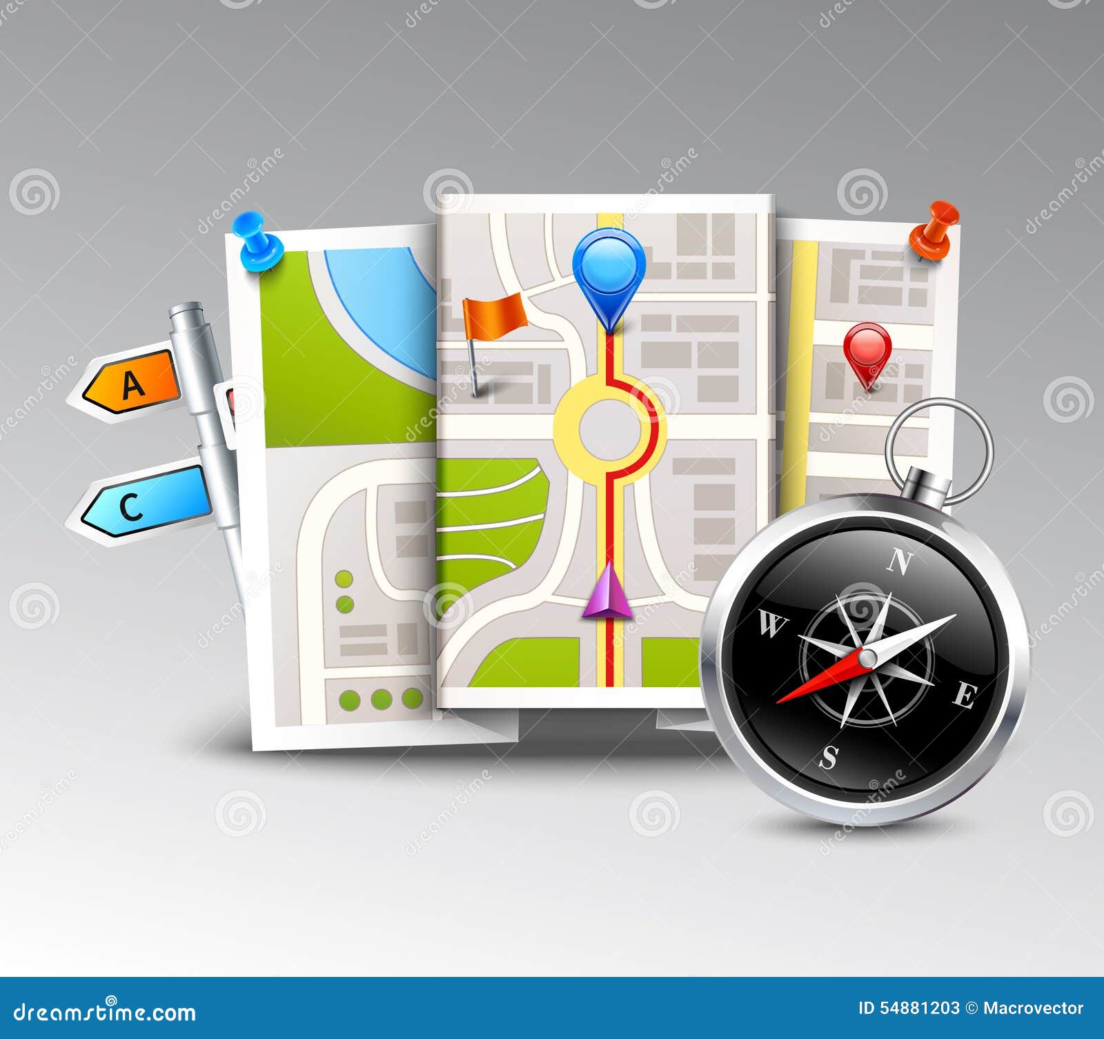 Navigation Realistic Background Stock Vector - Illustration of points ...