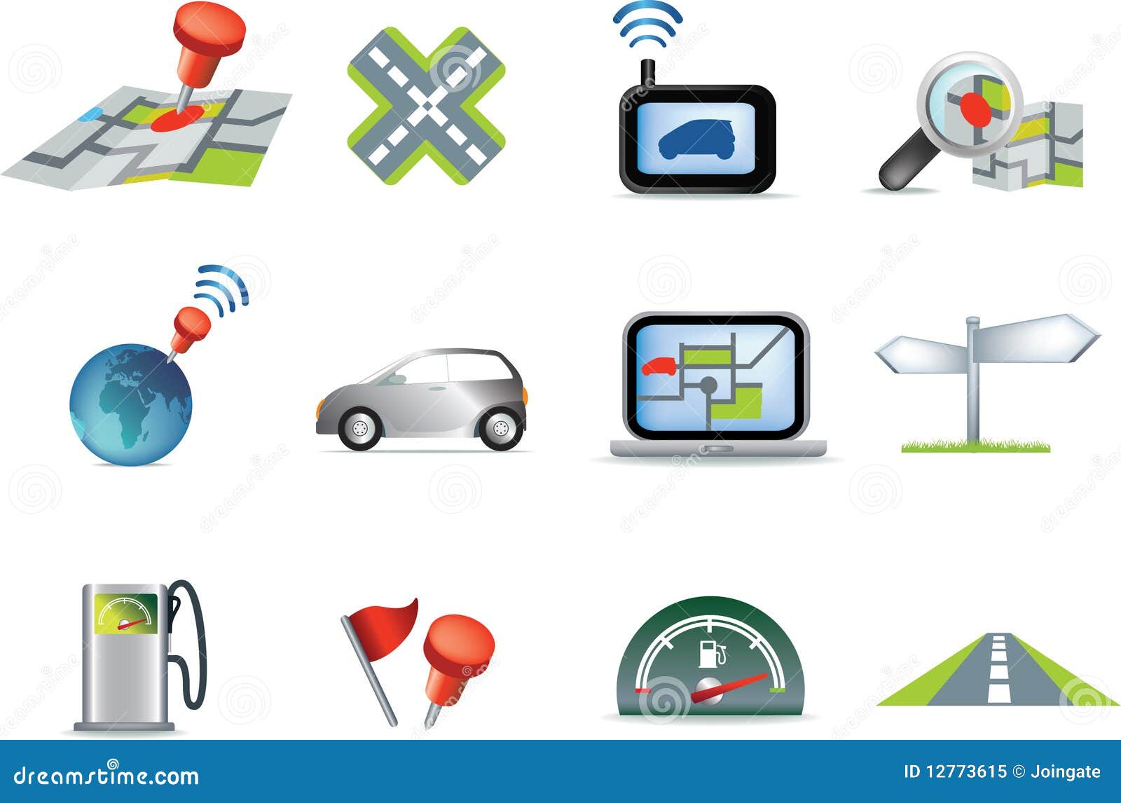 Navigation Road Travel Icon Set Stock Vector - Illustration of ...