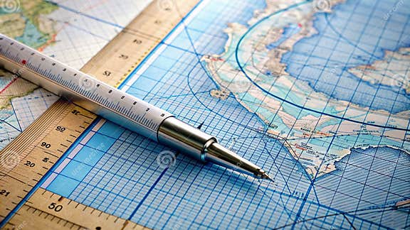 Navigation Ship Chart for Building a Sailing Route Plotter Divider ...