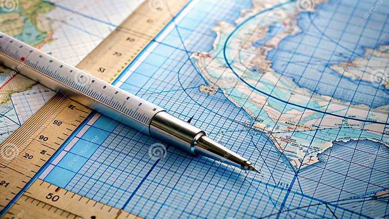 Navigation Ship Chart for Building a Sailing Route Plotter Divider ...