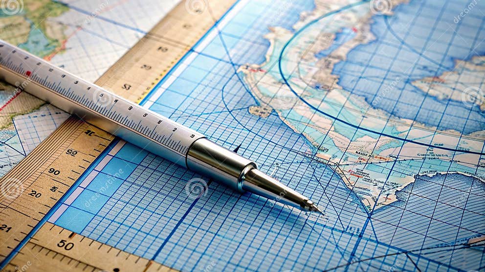 Navigation Ship Chart for Building a Sailing Route Plotter Divider ...
