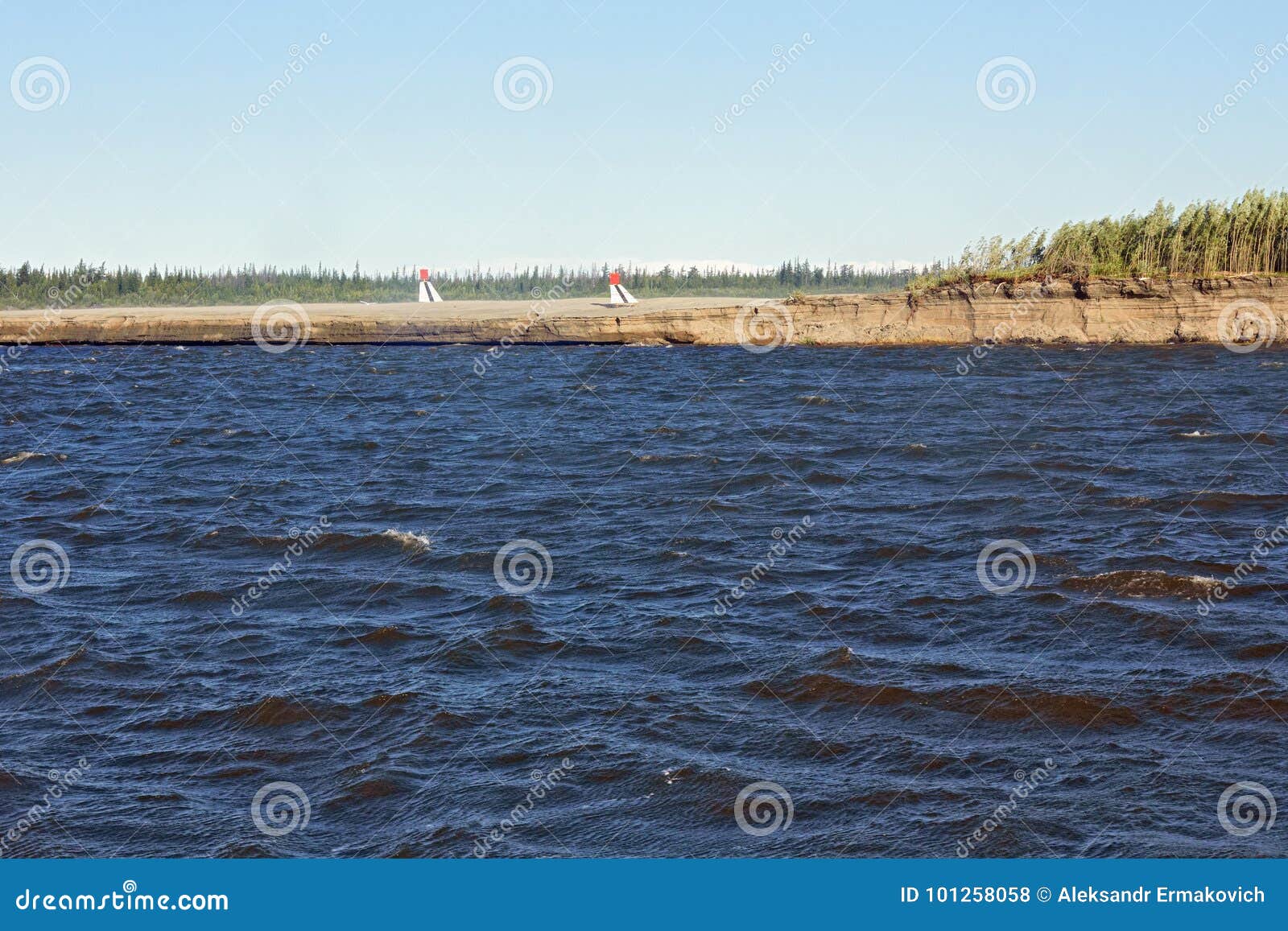 Navigation signs on river stock photo. Image of shrub - 101258058