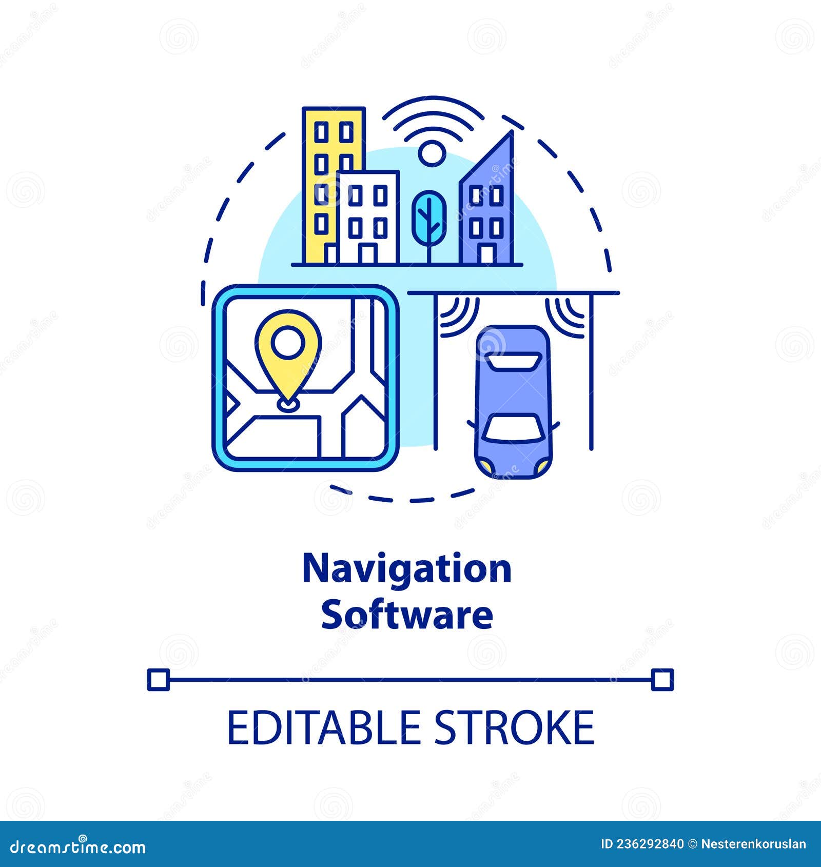 Navigation Software Concept Icon Stock Vector - Illustration of lined ...