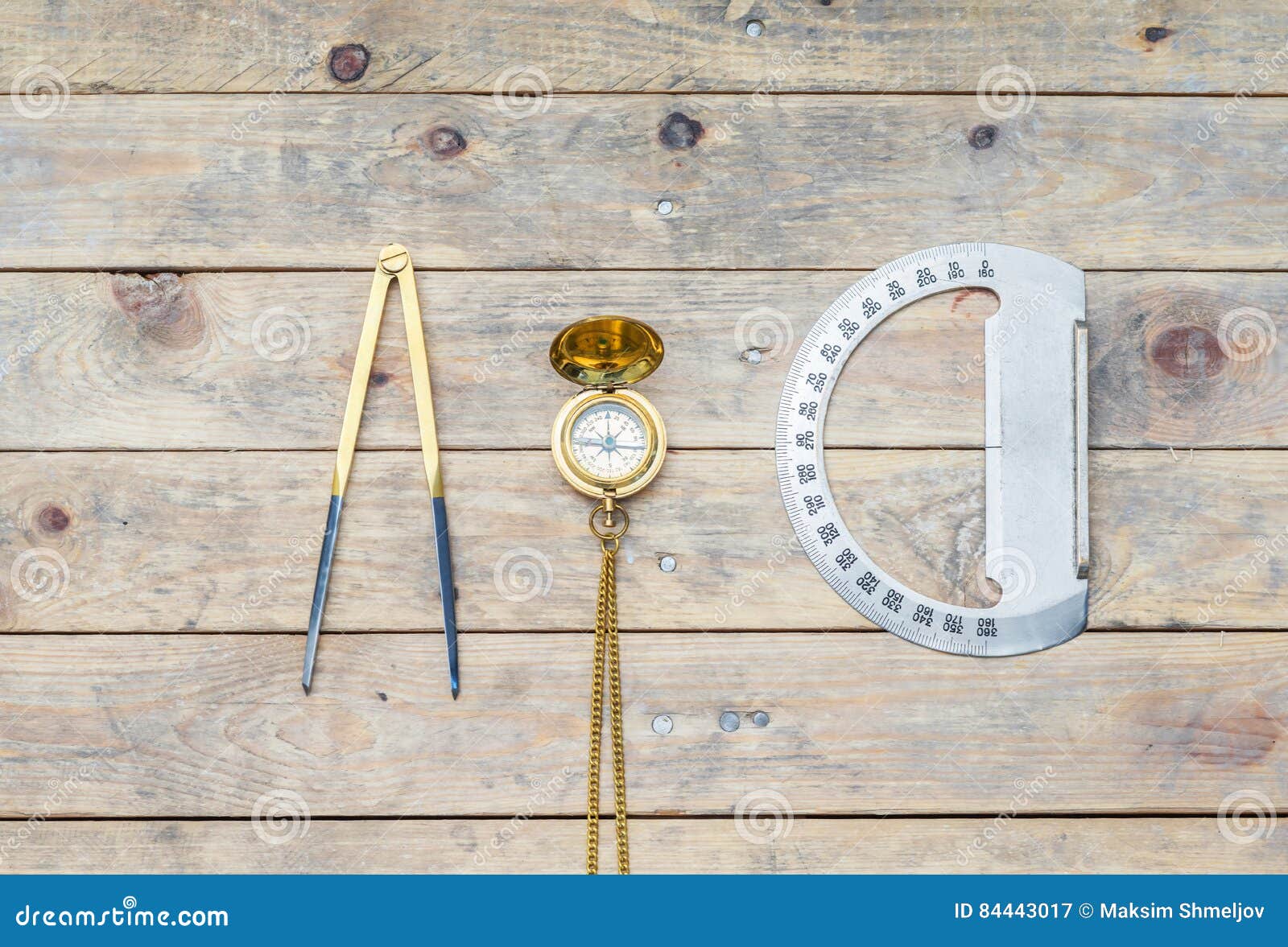 Navigation Still-life with a Compass Stock Image - Image of protractor ...