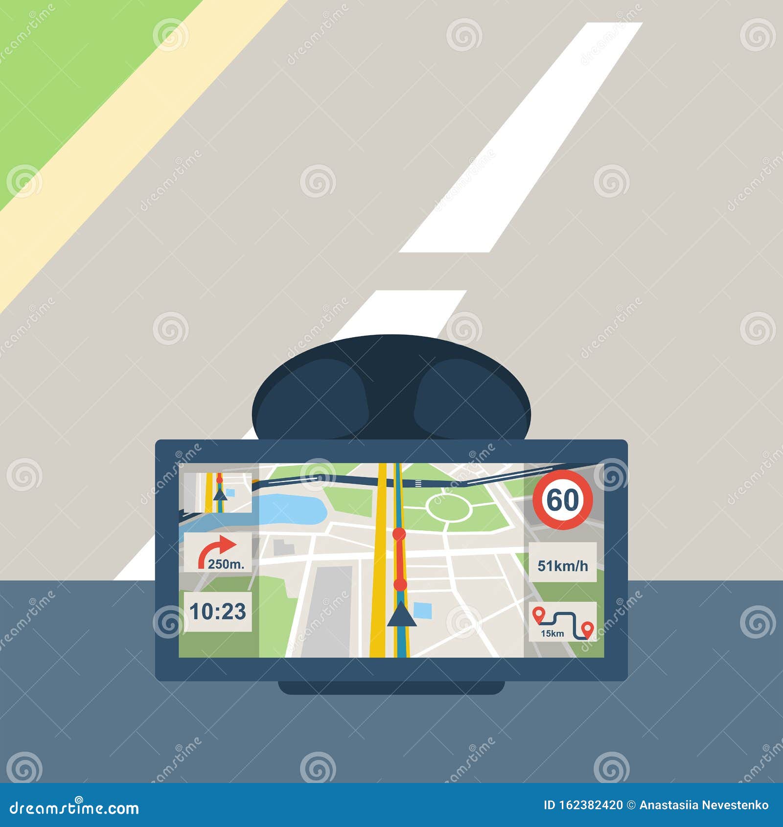 Navigation System Car. Dashboard with Gps Stock Vector - Illustration ...