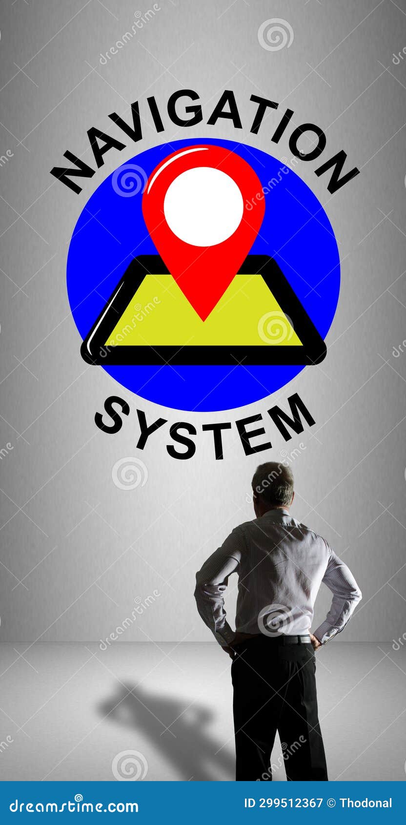 Navigation System Concept Watched by a Businessman Stock Illustration ...