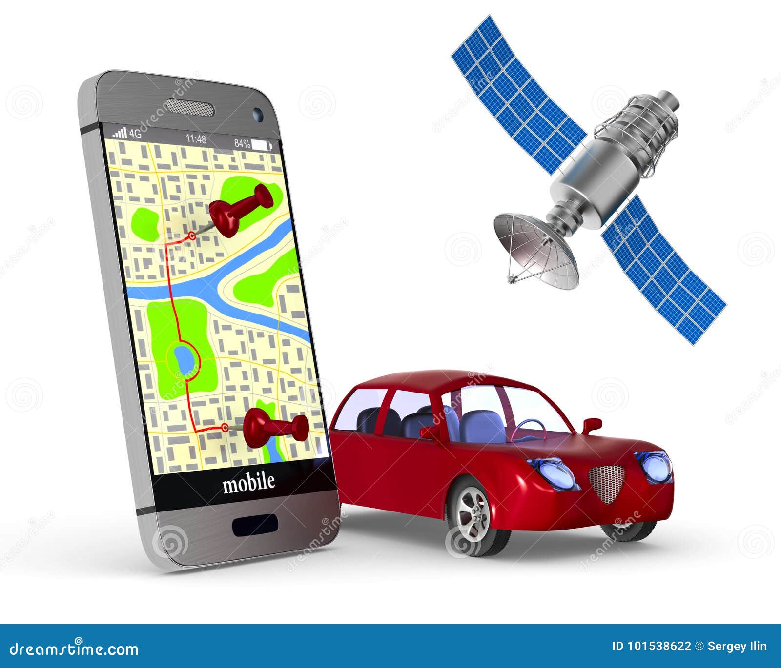 Navigation System. Isolated 3D Illustration Stock Illustration ...