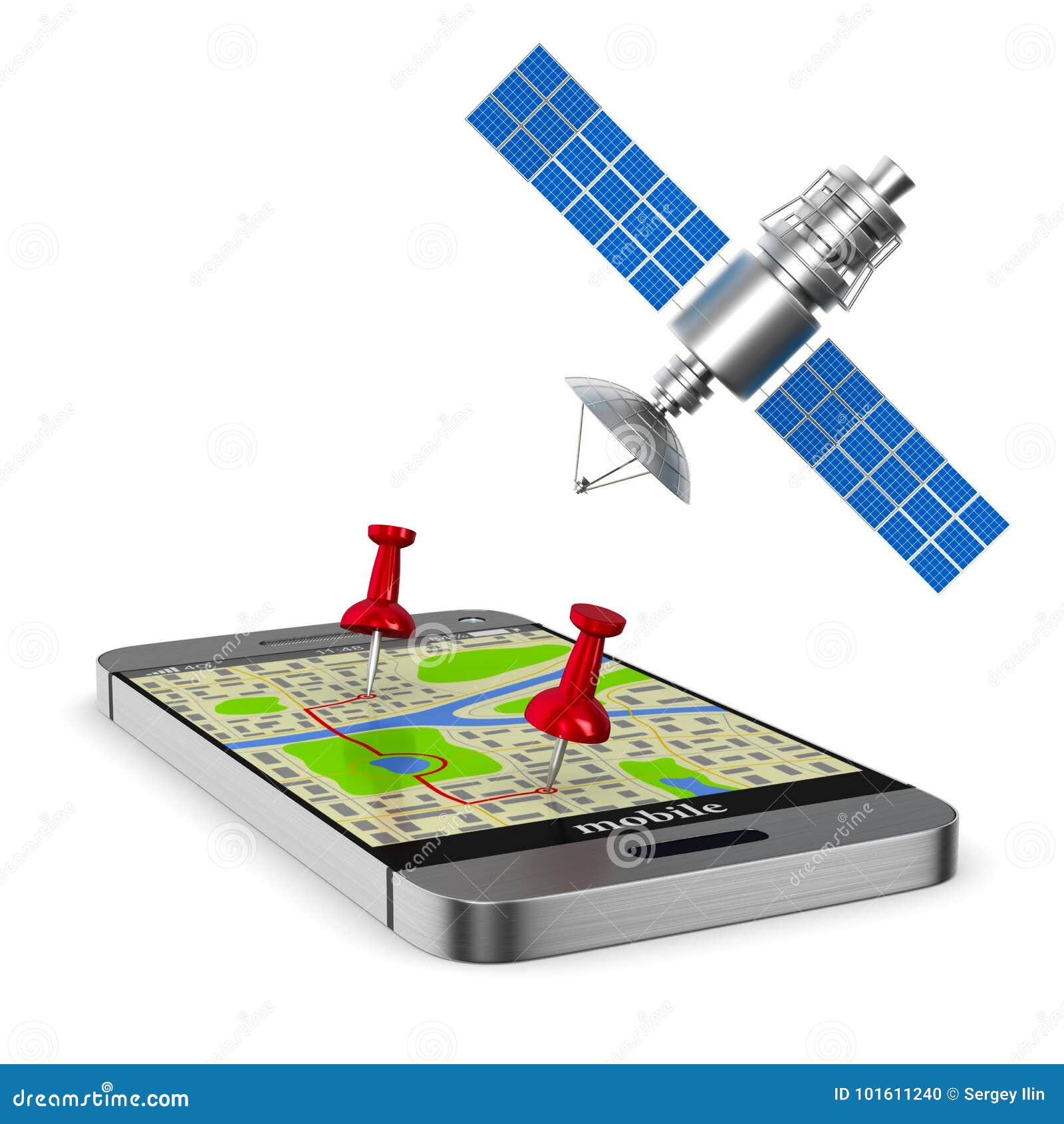 Navigation System. Isolated 3D Illustration Stock Illustration ...
