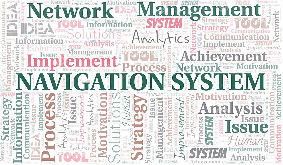 Navigation System Typography Vector Word Cloud. Stock Vector ...
