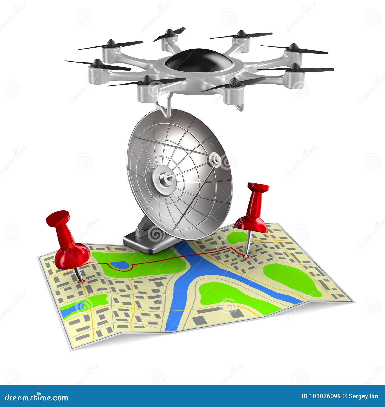 Navigation System on White Background. Isolated 3d Illustration Stock ...
