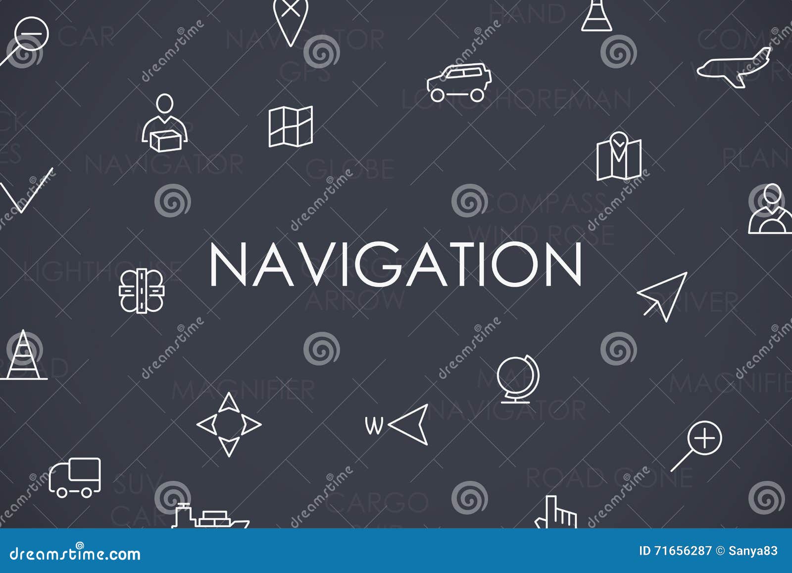 Navigation Thin Line Icons stock vector. Illustration of compass - 71656287