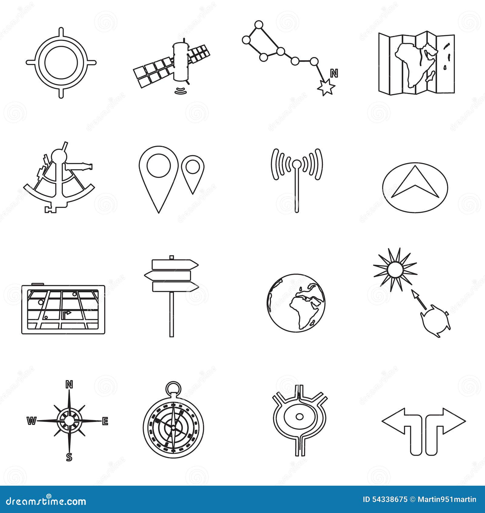 Navigation and Travel Outline Icons Set Eps10 Stock Vector ...