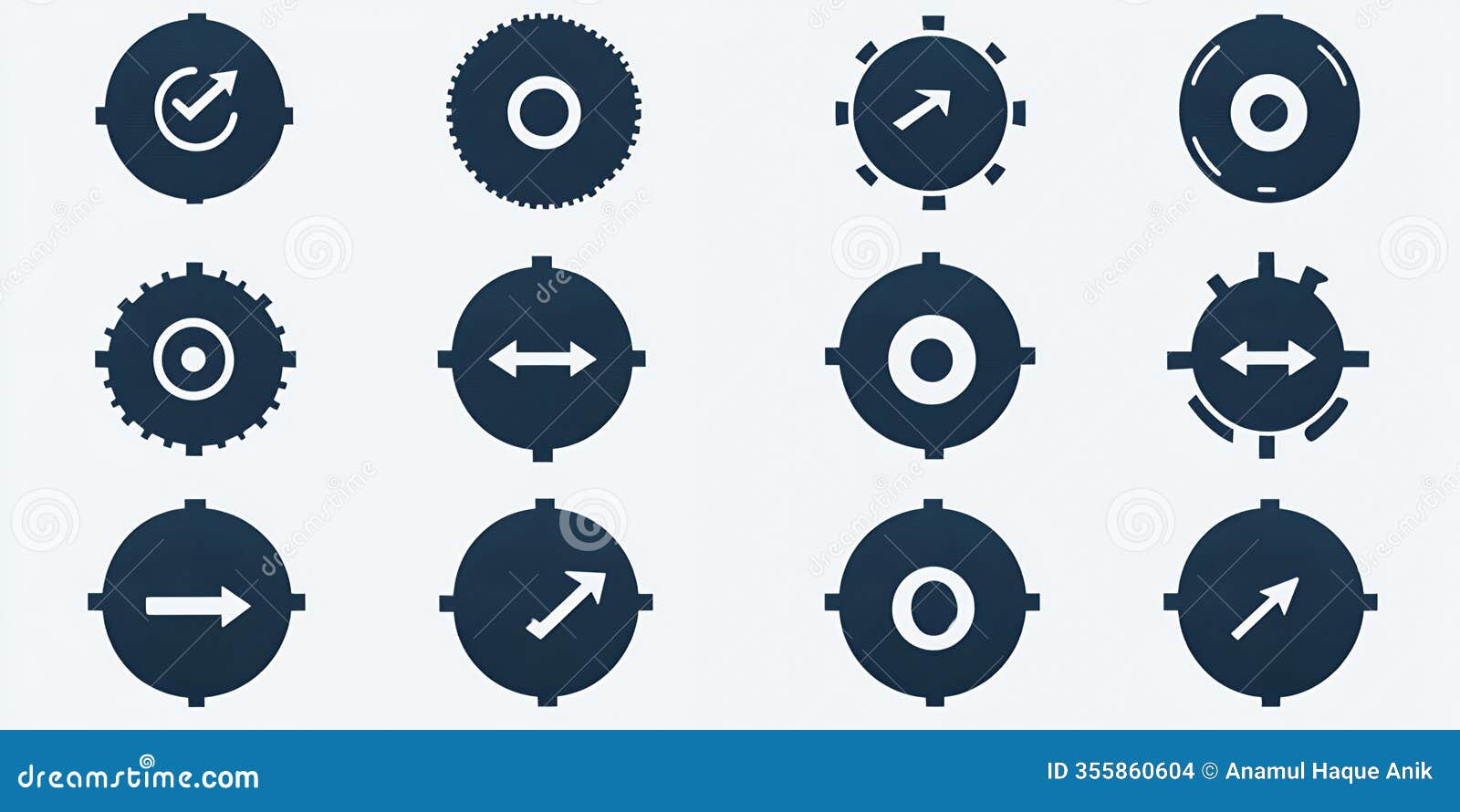 Navigation UI Icons Arrows Targets Gears Circular Design Elements Stock ...