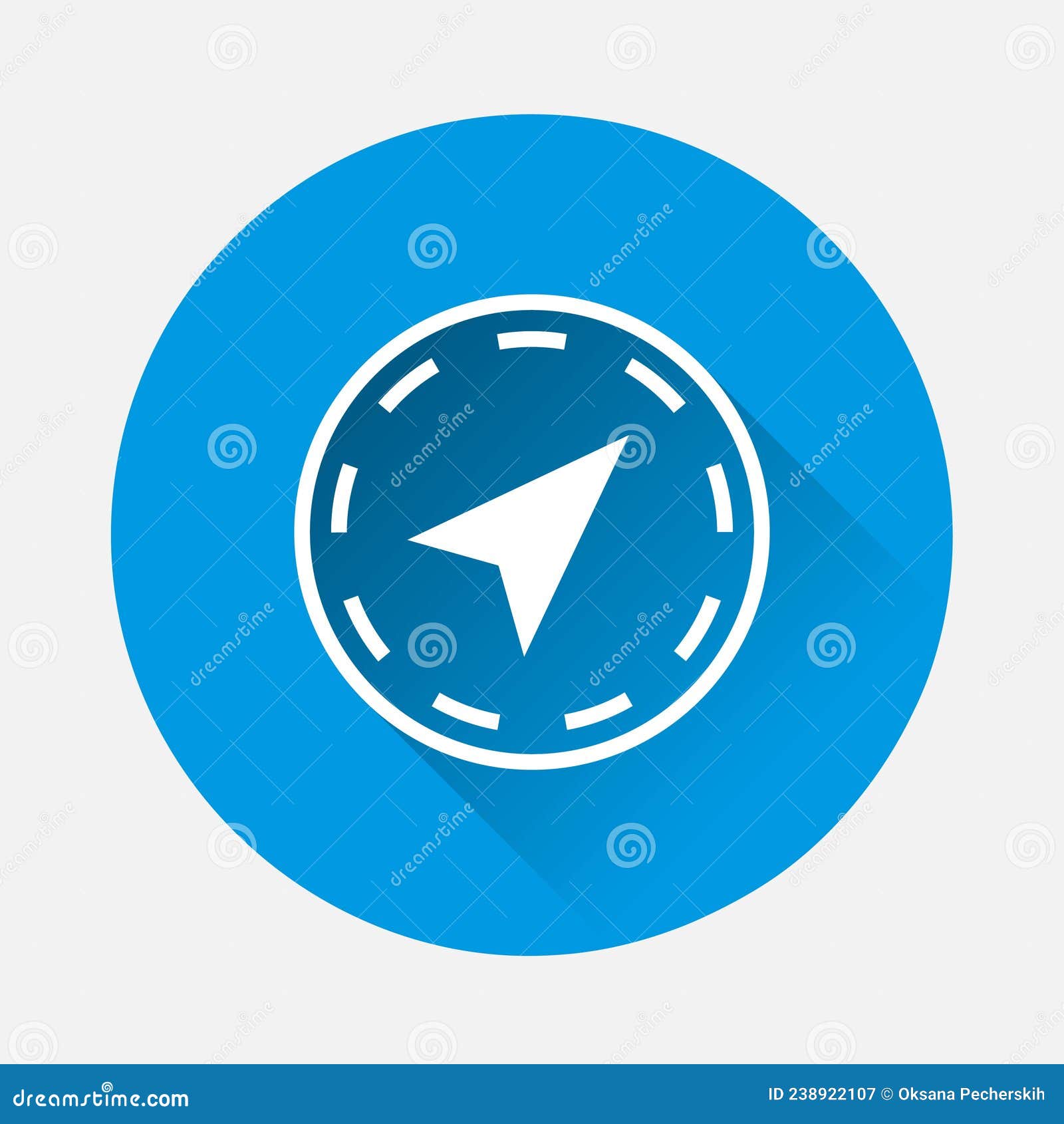 Navigation Vector Icon Icon on Blue Background. Flat Image with Long ...