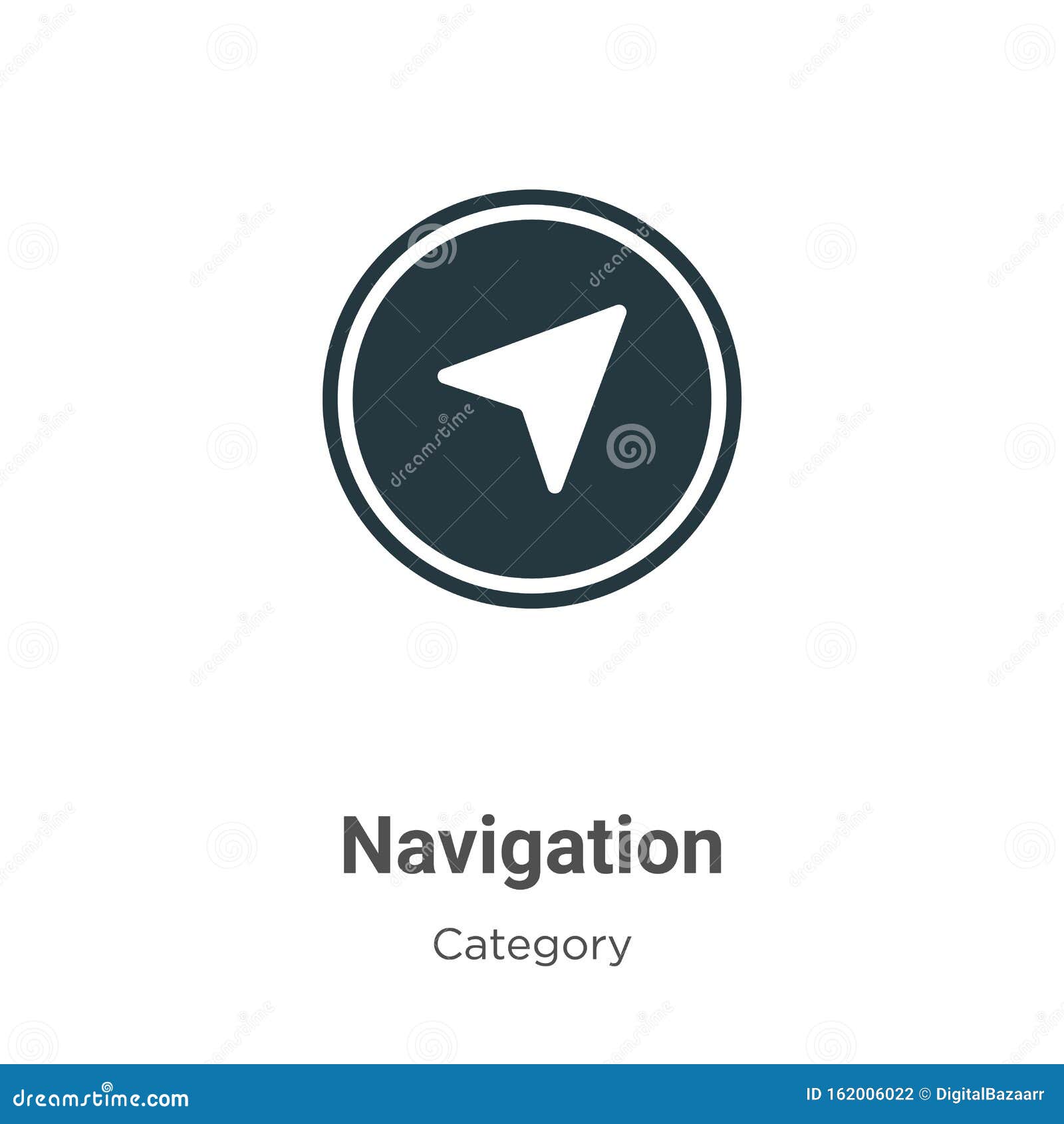 Navigation Vector Icon on White Background. Flat Vector Navigation Icon ...