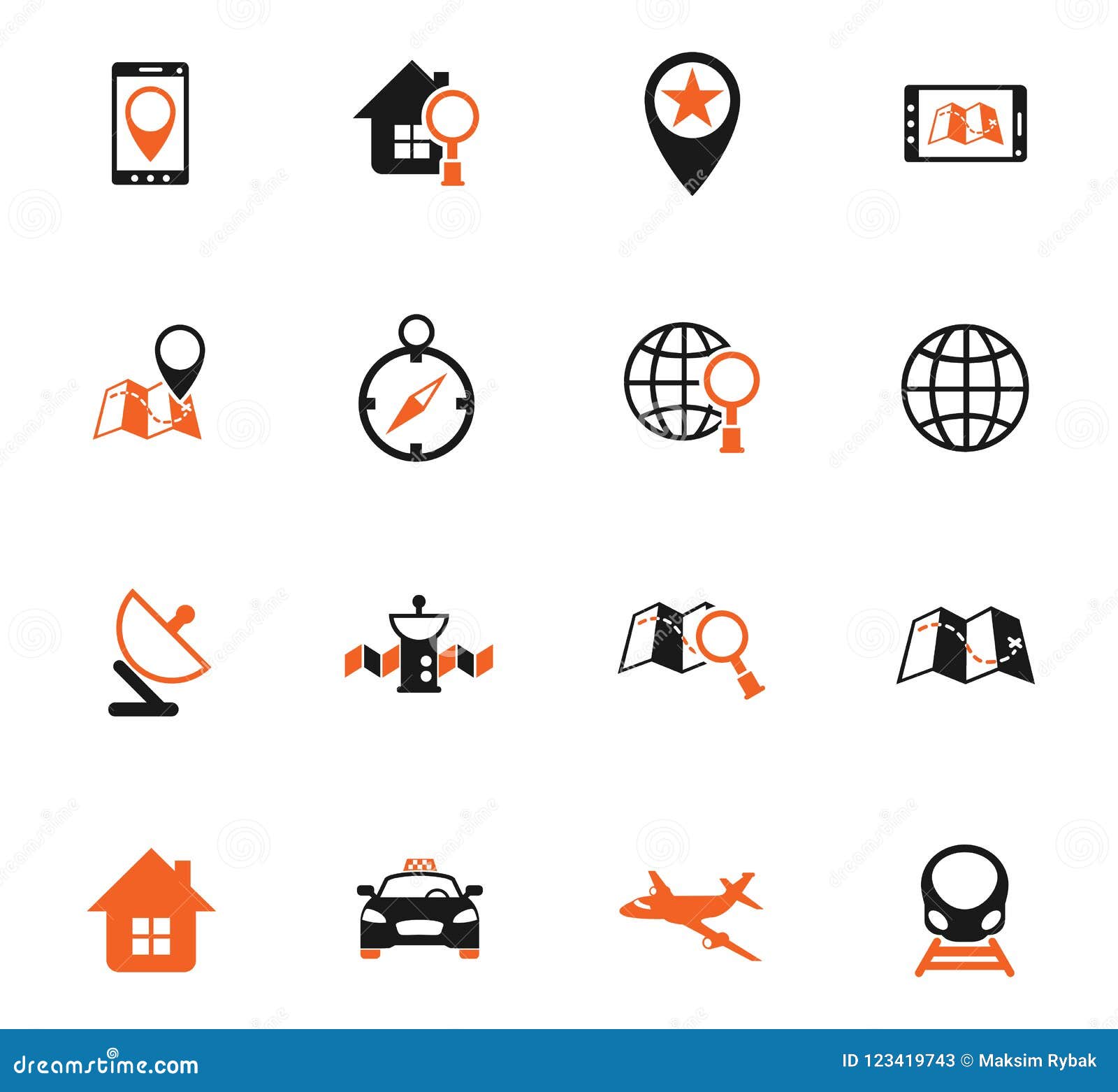 Navigation color icon set stock vector. Illustration of vector - 123419743