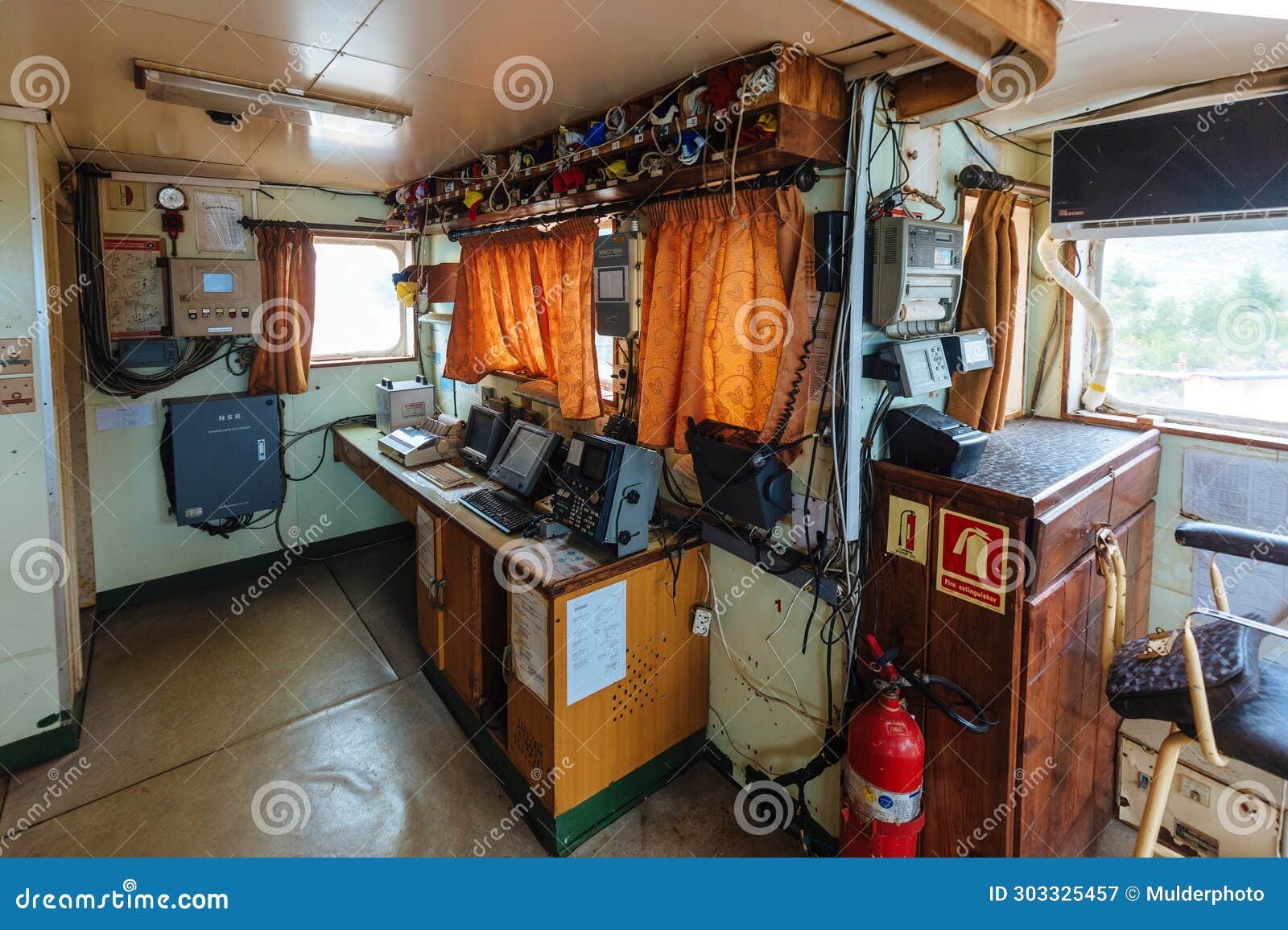 Navigational Bridge and Control Device on Old Abandoned Ship Stock ...