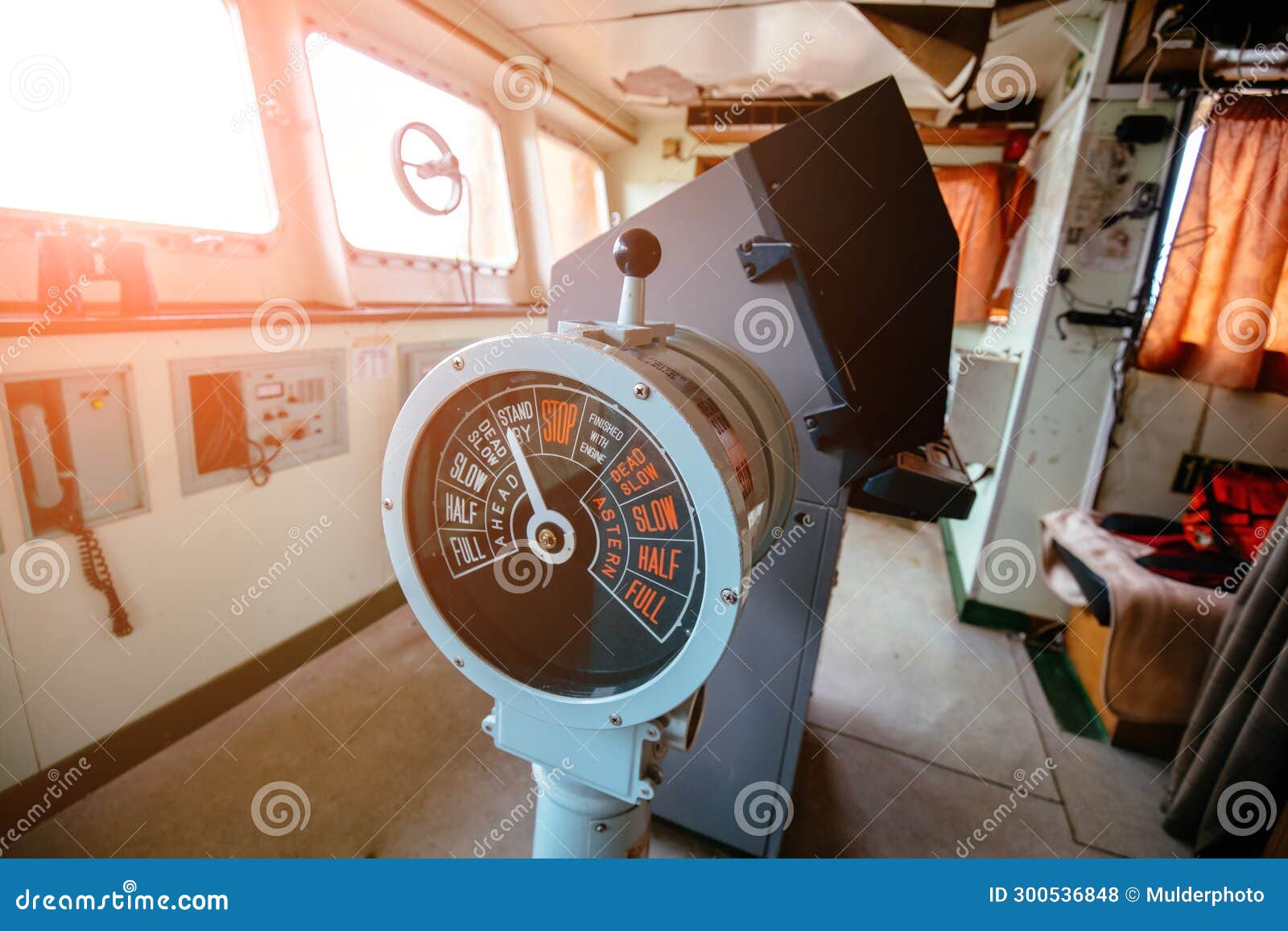 Navigational Bridge and Control Device on Old Abandoned Ship Stock ...
