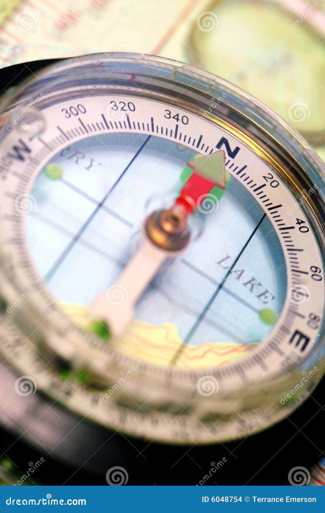 Navigational Compass on Topographical Map Stock Photo - Image of ...