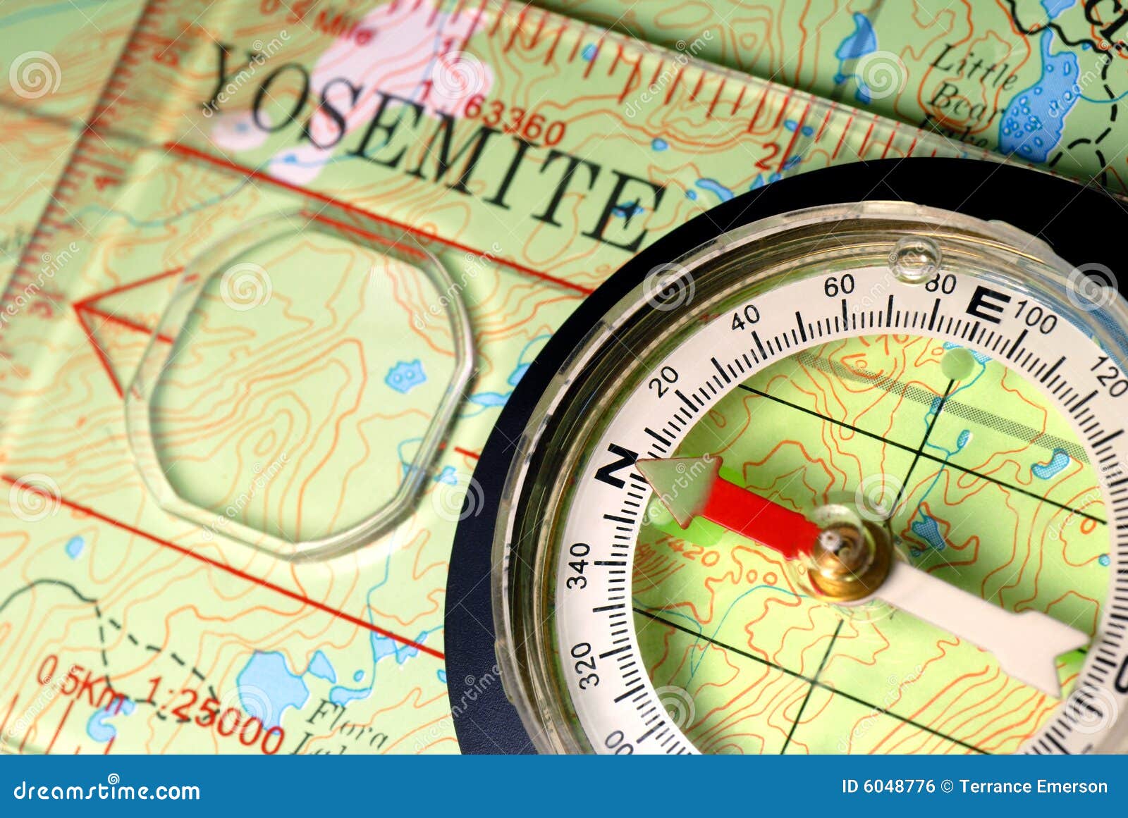 Navigational Compass on Topographical Map Stock Photo - Image of ...