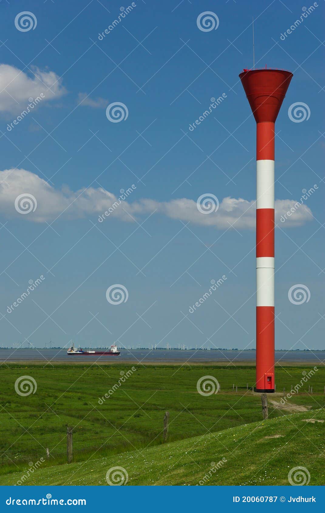 Navigational Light at the of the River Elbe Stock Image - Image of ship ...