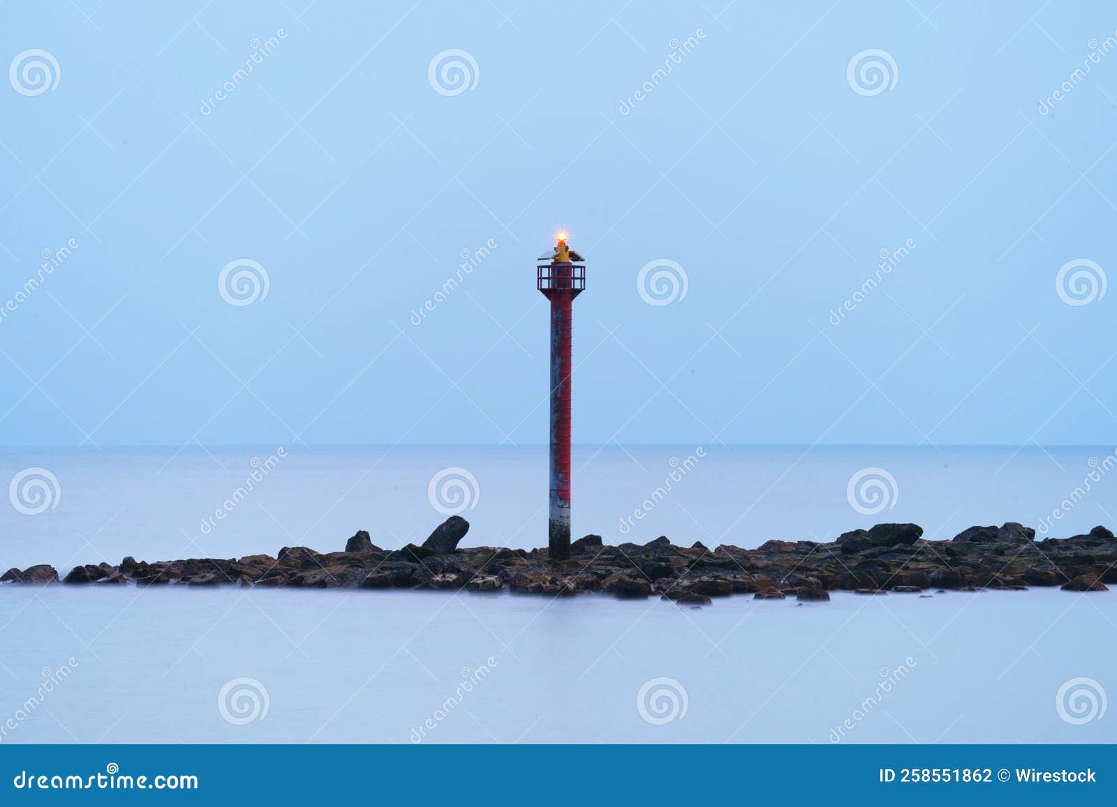 Navigational Light in the Sea Stock Photo - Image of wave, night: 258551862