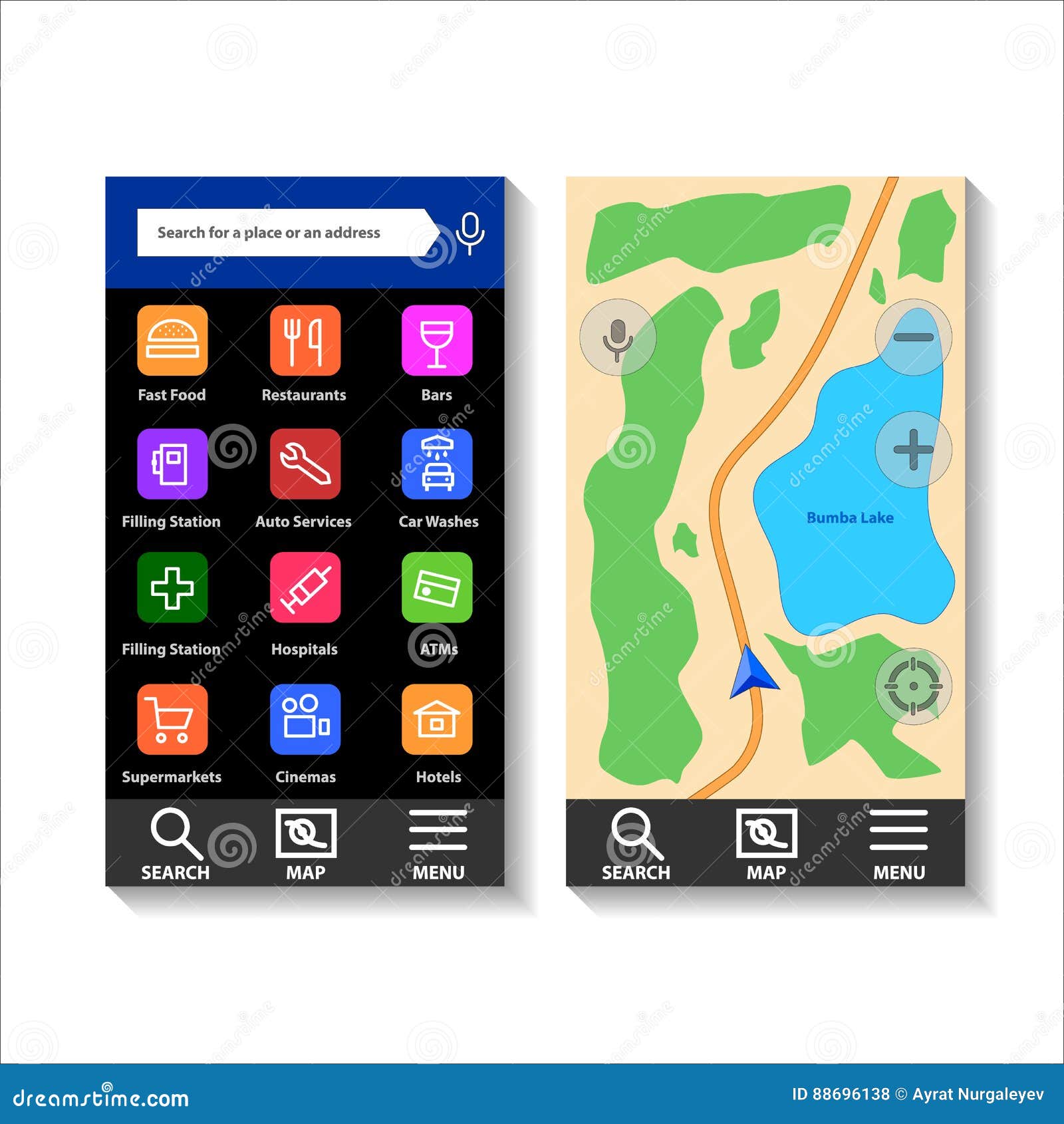 Navigator Application Interface Stock Vector - Illustration of black ...