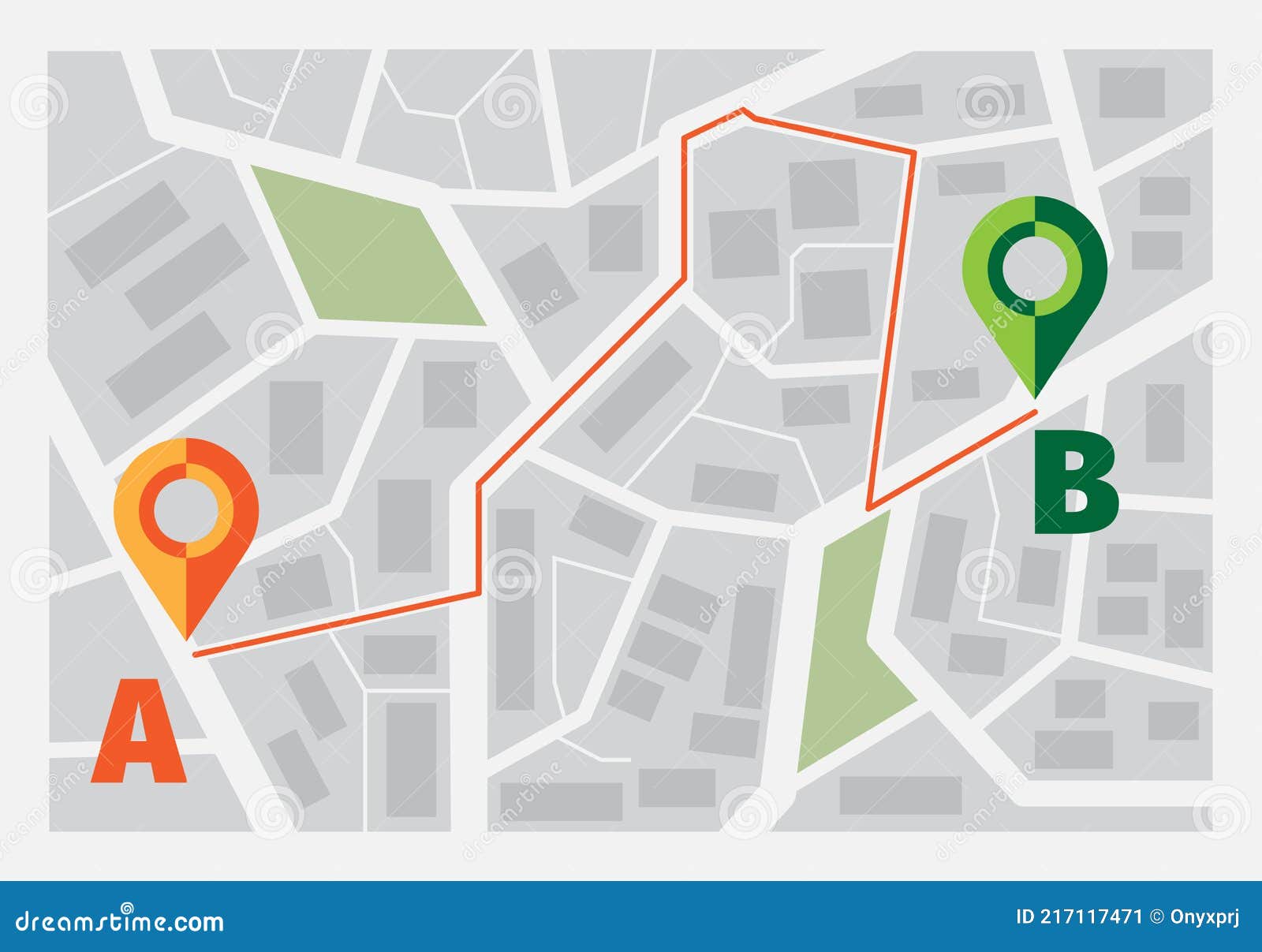 Navigator for Road. Ui Template Route with Points Pin Map Top View ...