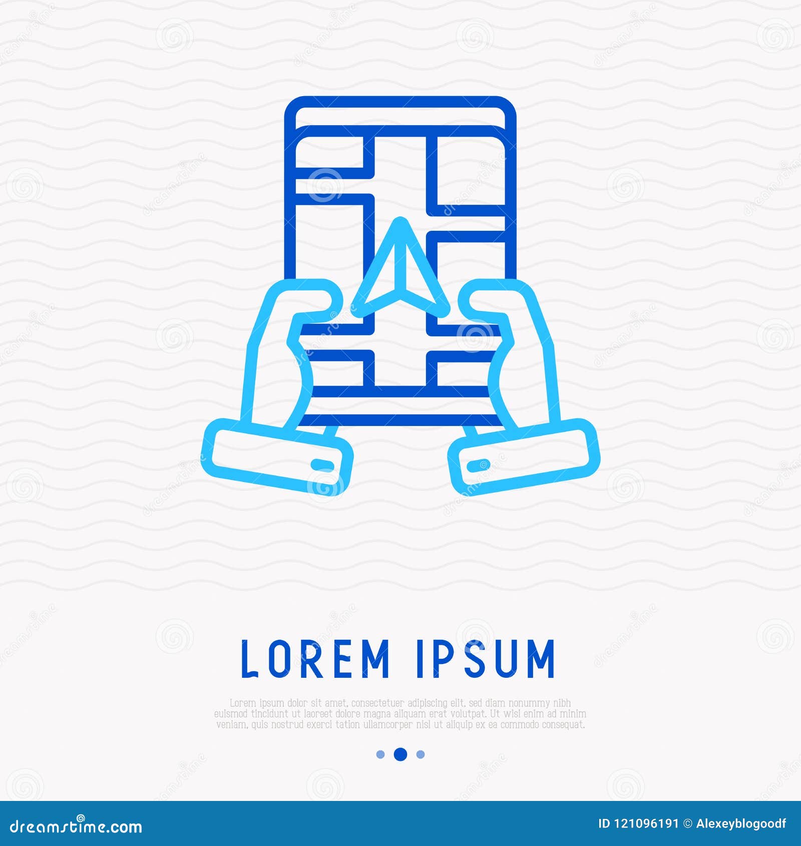 Navigator on the Tablet in Hands Thin Line Icon Stock Vector ...