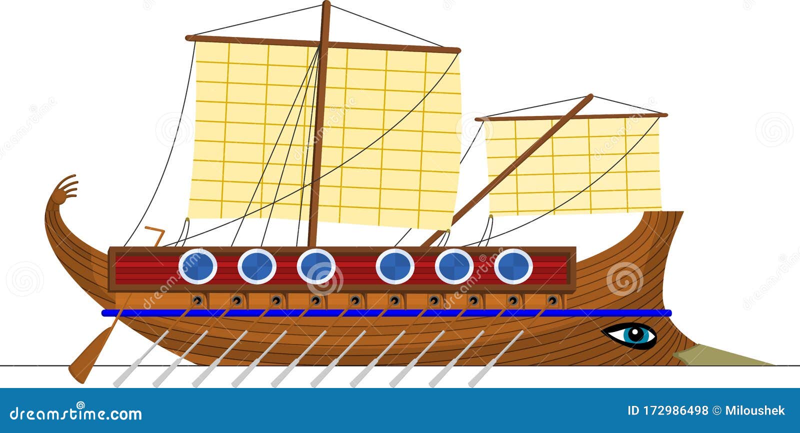 Navio antigo grego ilustração do vetor. Ilustração de marinho - 172986498